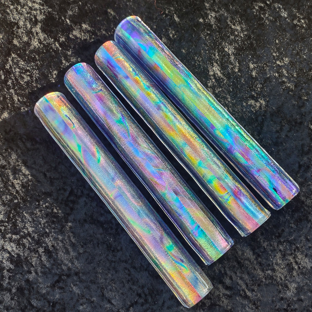 Irrid Rainbow mix spray on Cobalt Dichroic Tubing 34x9 – DichroicAlchemy